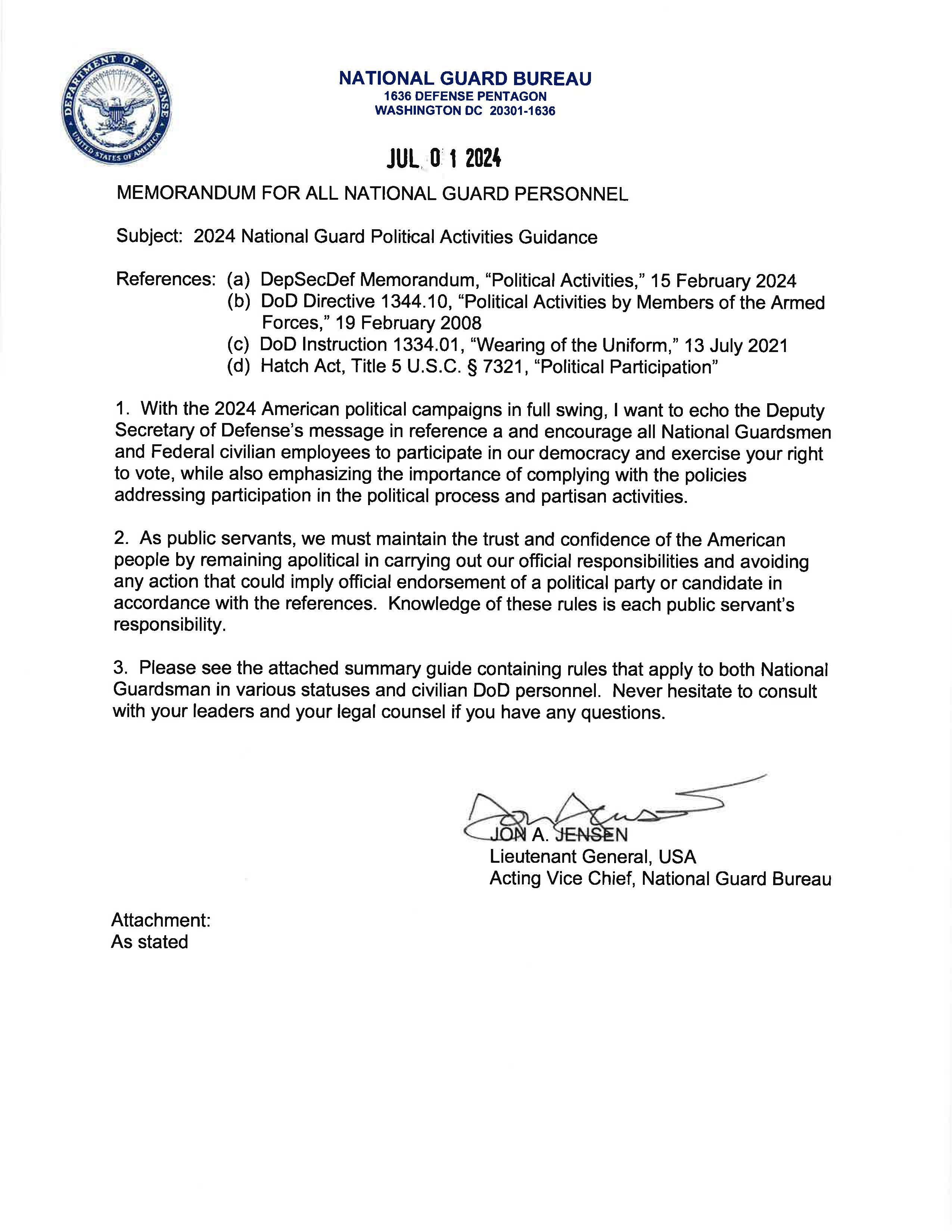 South Carolina National Guard Political Guidance